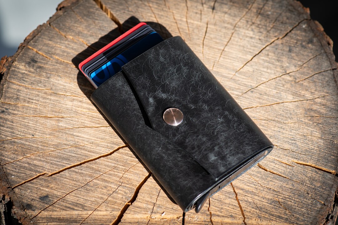 Pop up Leather Wallet / RFID Slim, Full Grain Leather Card and Currency ...