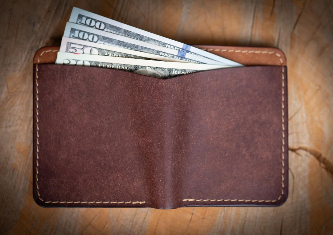 Leather Bifold Wallet, Cash Coin Card 6 Pocket Wallet Personalized Gift ...