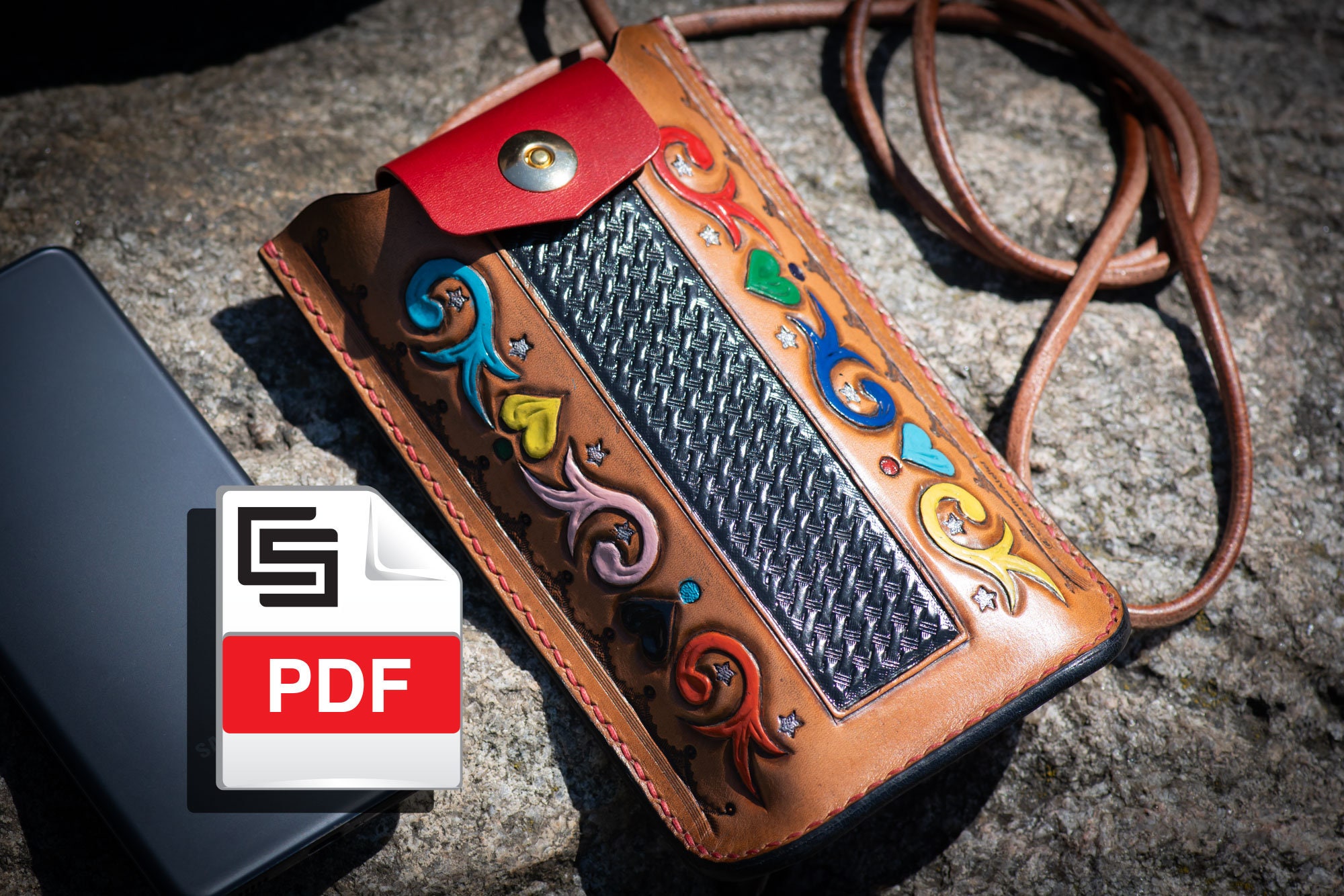 Leather Phone Case Digital PDF Pattern With Tooling Pattern | Crossbody ...