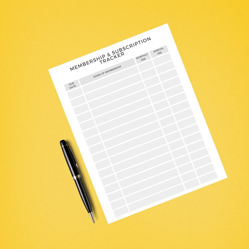 Membership/subscription Tracker-membership Log-instant Download - Etsy