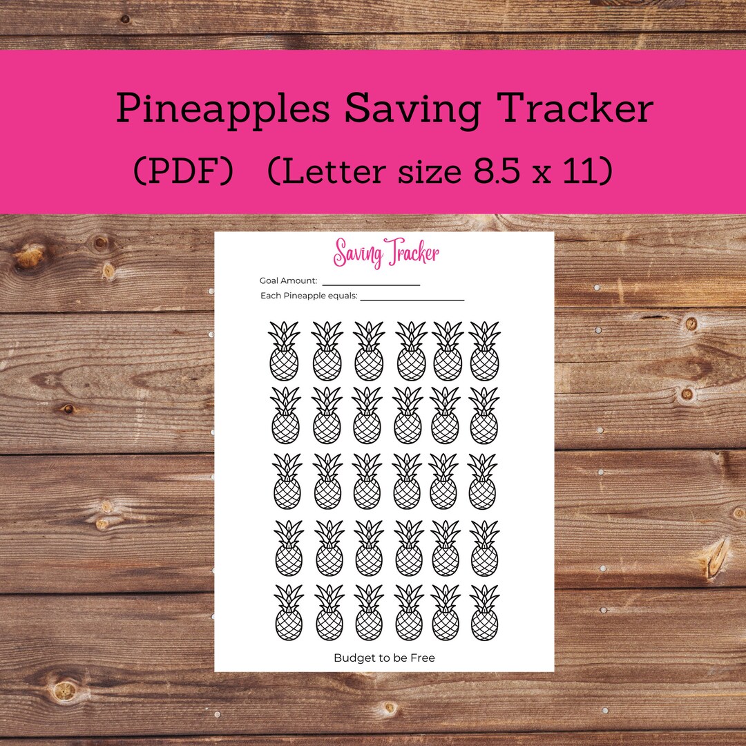 Saving Tracker-saving Challenge-goal Tracker-pineapple Saving Tracker- INSTANT DOWNLOAD - Etsy