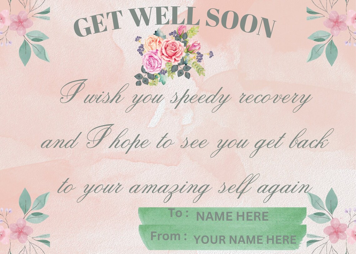 Editable Greeting Card Get Well Soon Template Printable Greeting Card ...