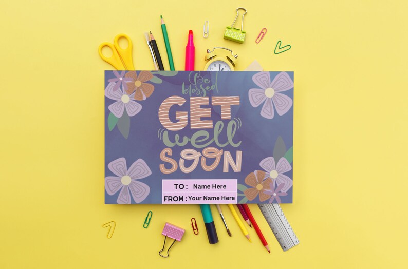Editable Greeting Card Get Well Soon Template Printable Greeting Card ...