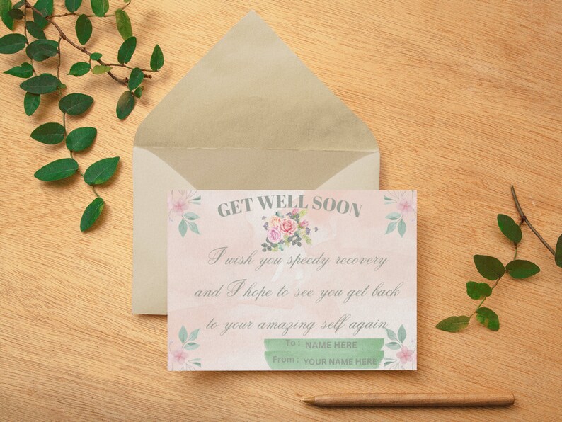 Editable Greeting Card Get Well Soon Template Printable Greeting Card ...