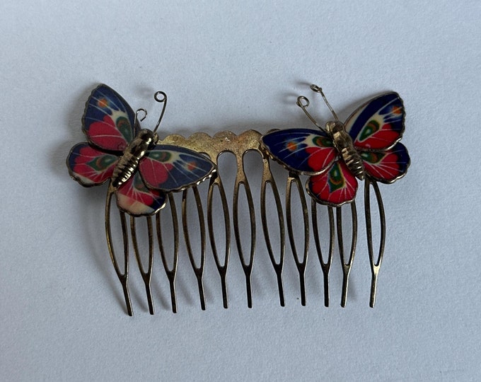 Enamel Butterfly Metal Hair Comb Circa 1970 - Etsy