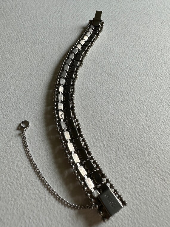 Art Deco Rhinestone Baguette Double Strand Bracelet b… - Gem