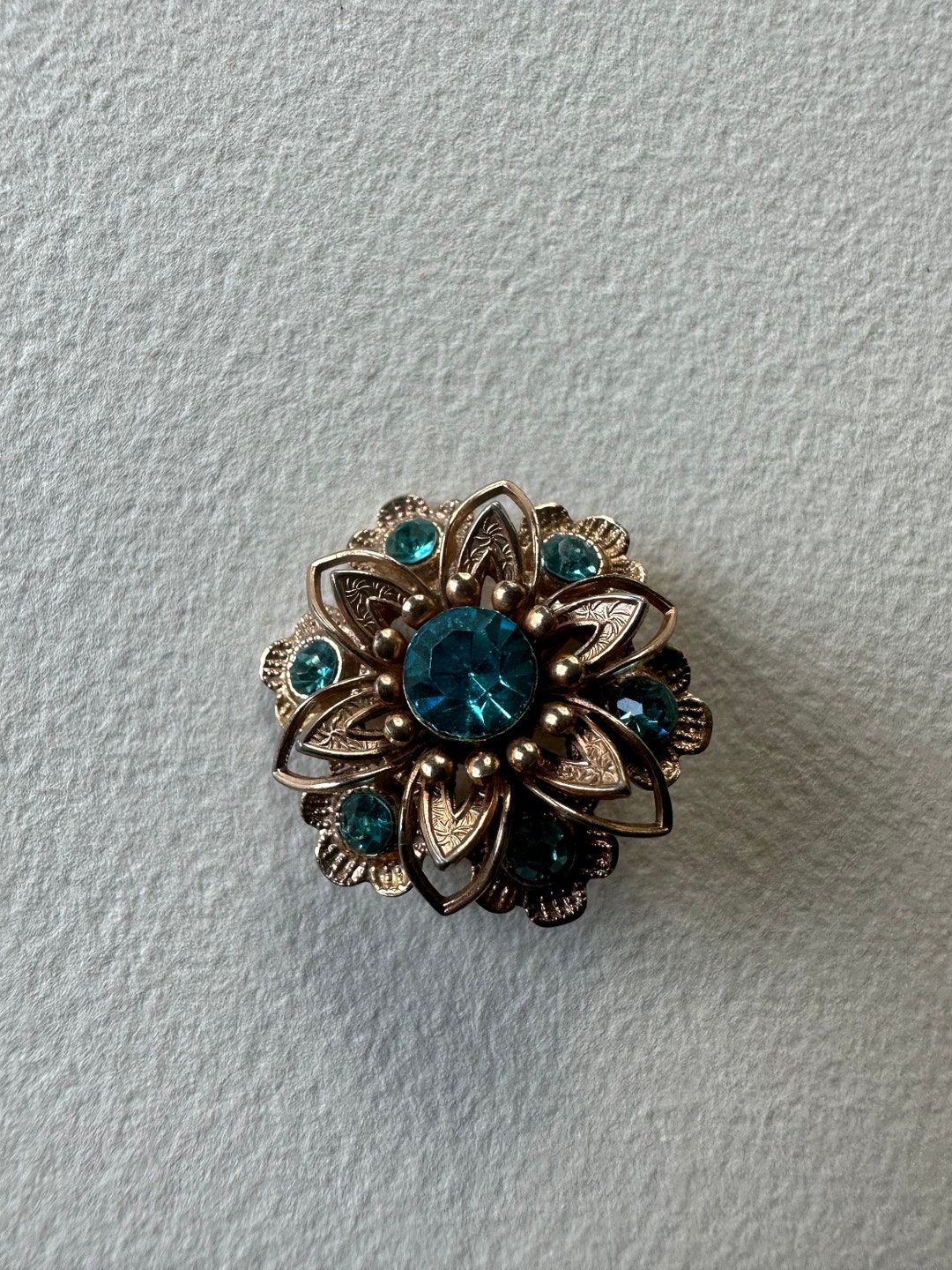 Tiny Scatter Pin Blue and Gold, Little Turquoise Star Flower Brooch - Etsy