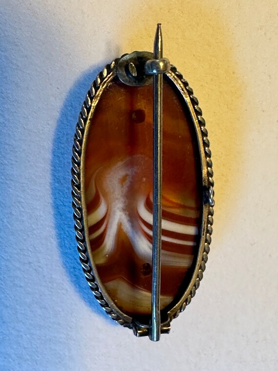 Antique Agate Sterling Silver Brooch or Pendant - Gem