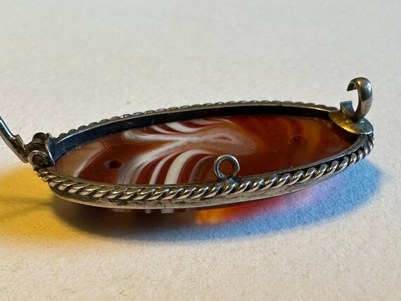 Antique Agate Sterling Silver Brooch or Pendant - Gem