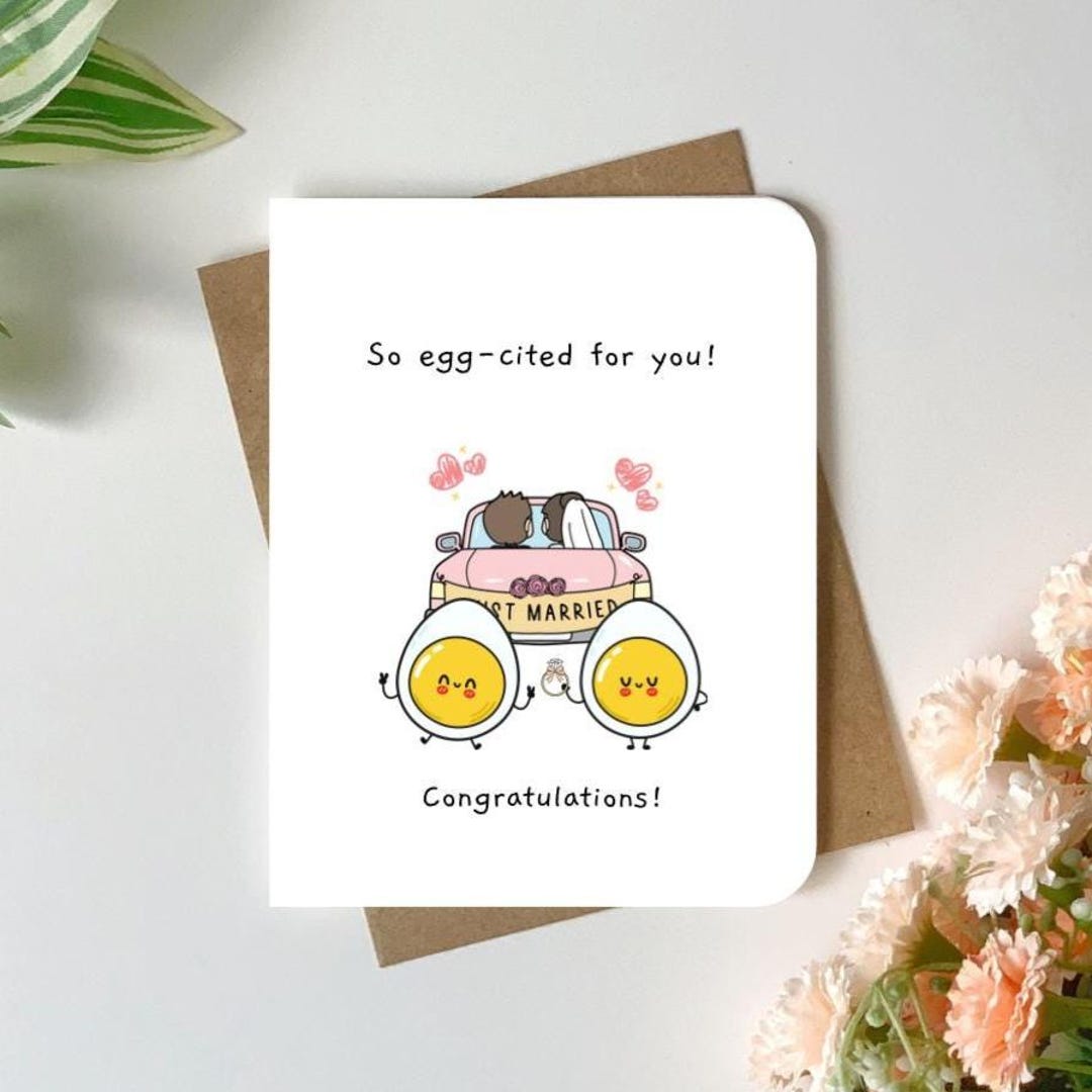 Cute Wedding Card Greeting Card for Newlywed Couple so Egg-cited for ...