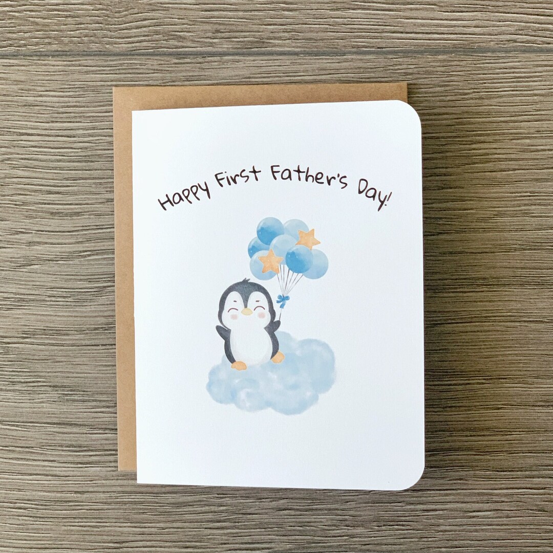 Father's Day Card happy First Father's Day Cute Penguin Greeting Card ...