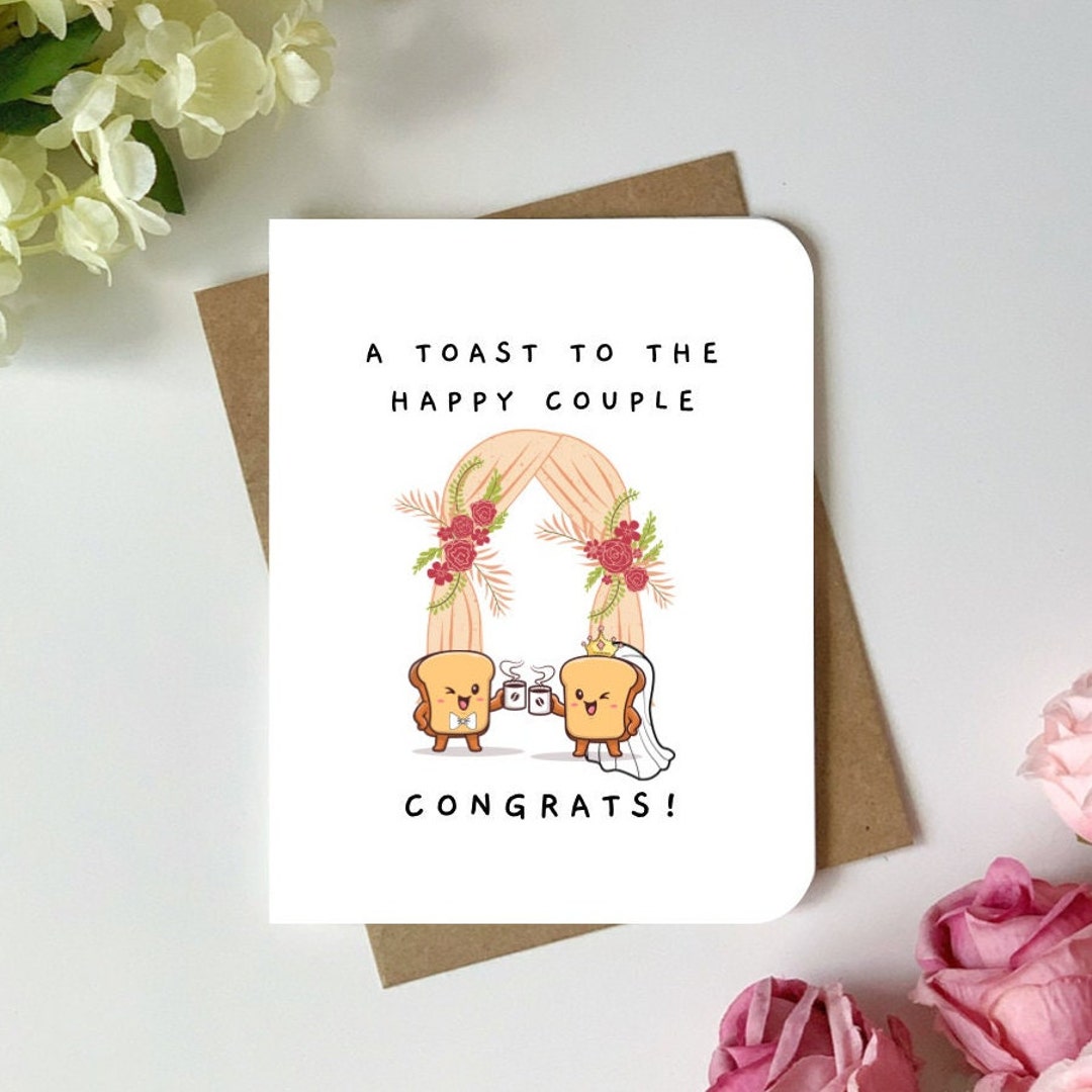 Cute Wedding Card Greeting Card for Newlywed Couple a Toast to the ...