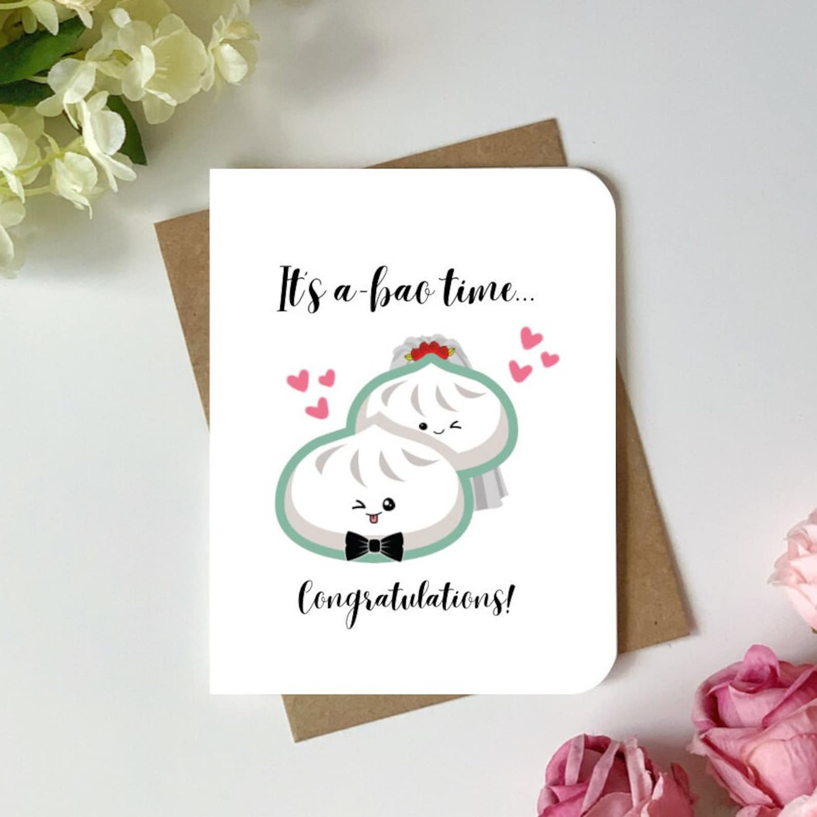 Wedding Card for Newlywed Couple Cute and Punny its A-bao Time ...
