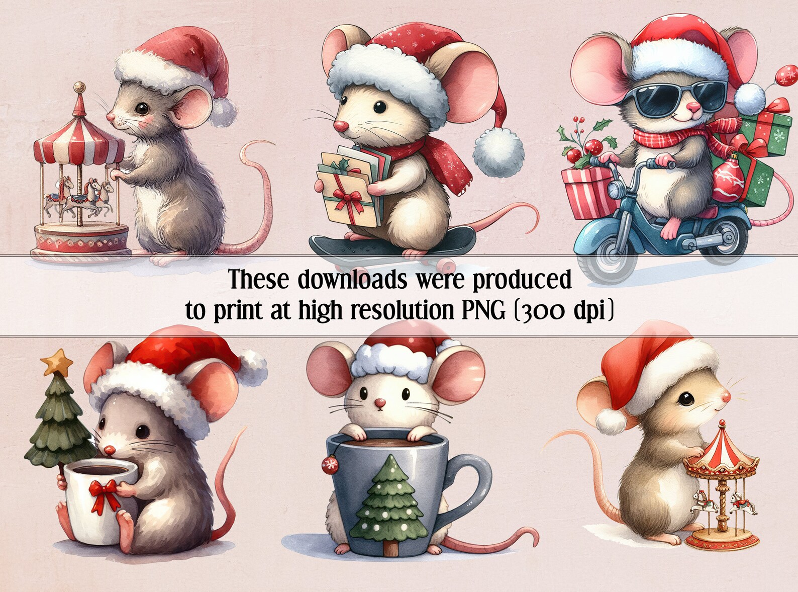 26 Christmas Mice Clipart, Christmas Mouse PNG Clipart, Santa Mouse ...