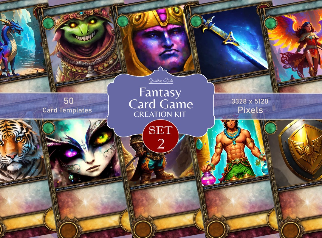 DIY Card Game, 50 Fantasy Card Game Templates, Board Game Assets, TCG ...