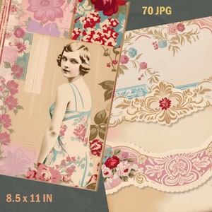 Vintage Digital Paper, Beige Decoupage, Shabby Chic Digital Paper Pack ...