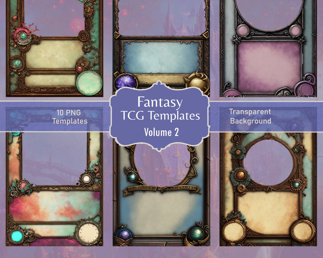 10 Fantasy Card Game Templates, Set 2, Png, Board Game Assets, TCG Card ...