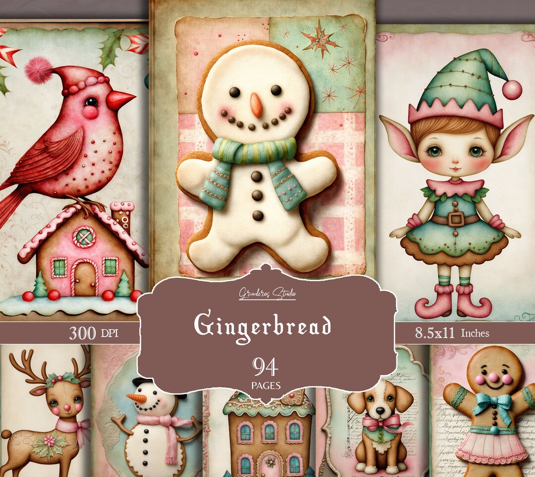 Gingerbread Junk Journal Page, Scrapbook Supply, Christmas Junk Journal ...