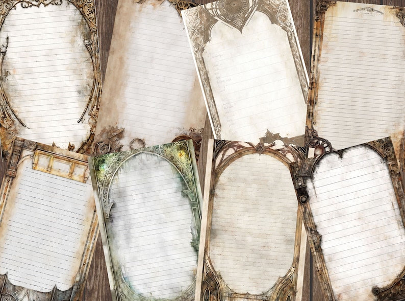 36 Gothic Printable Lined Junk Journal Pages, Dark Academia, Scrapbook ...