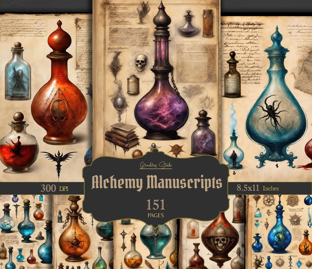 Mystic Potion Junk Journal Pages, Digital Scrapbook Paper Kit, Vintage ...