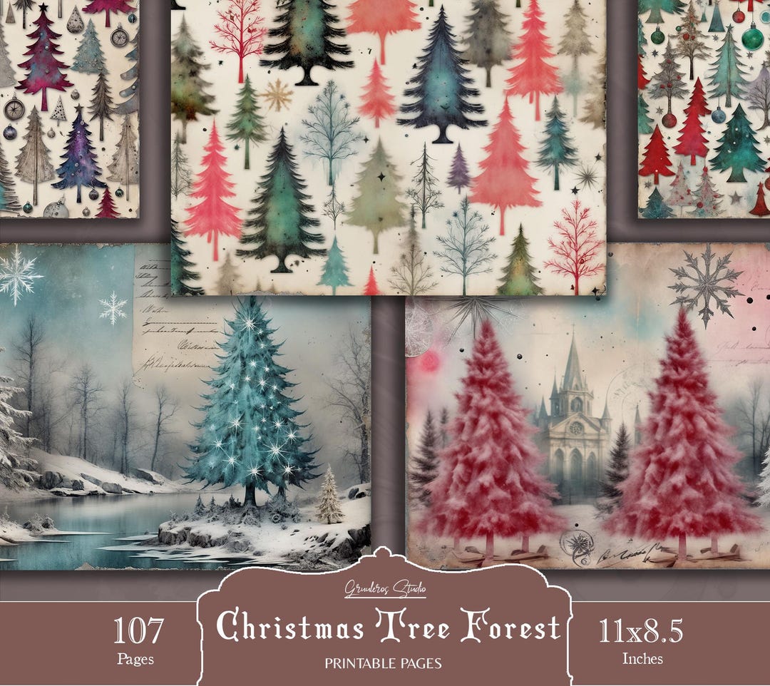 Christmas Junk Journal, Christmas Tree, Forest, Whimsical, Junk Journal ...