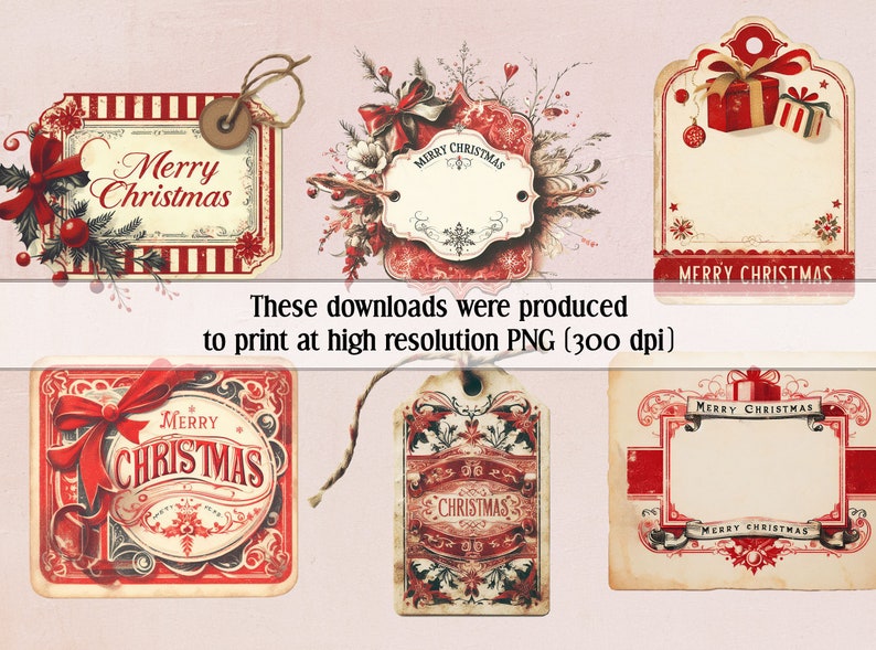 Cliparts Vintage Christmas Labels, Transparent Png, Clipart Retro Tags ...