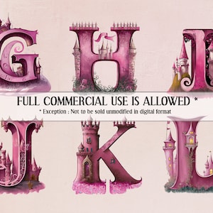 Fairy Castles Decorative Alphabet Letters, Pink Castles, Digital ...