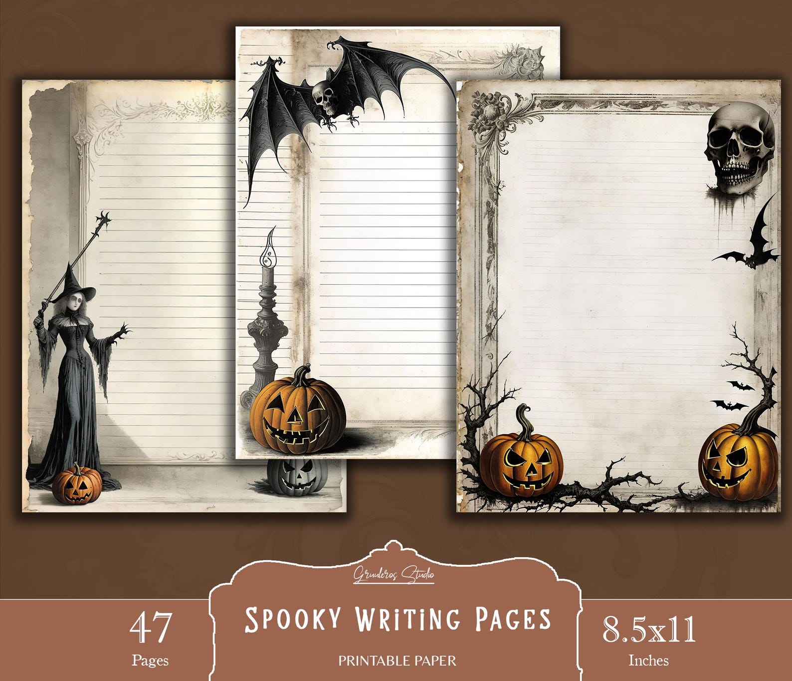 Halloween Printable Stationery Writing Papers, Printable Pumpkins ...