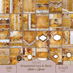 Amber Lace Digital Paper: Shabby Chic Scrapbook Pages (digital Download ...