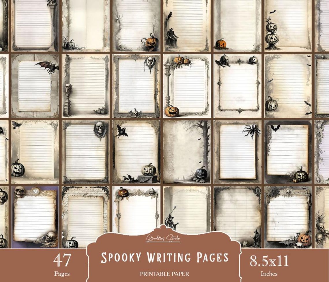 Halloween Printable Stationery Writing Papers, Printable Pumpkins ...
