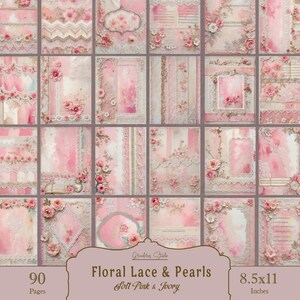 Pink Lace Journal Papers, Shabby Chic, Digital Collage Sheets, Soft ...