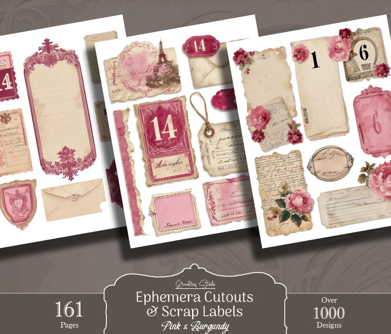 Scrapbook Clusters Kit, Scrap Paper Ephemera, Junk Journal Cutouts ...