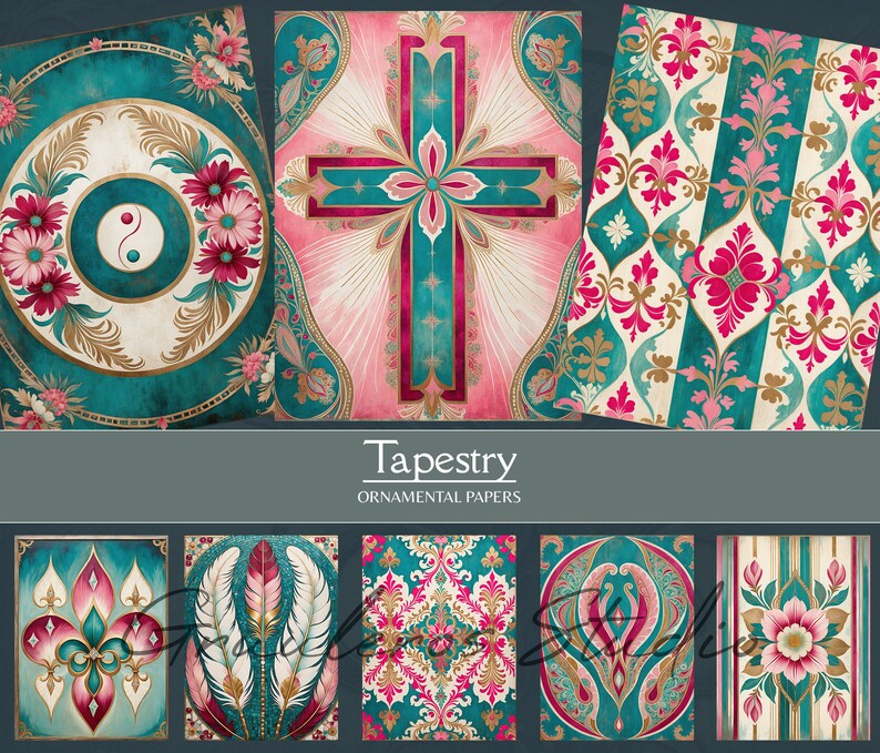 Printable Green Paper, Ornamental, Texture Theme, Journal Embellishment ...