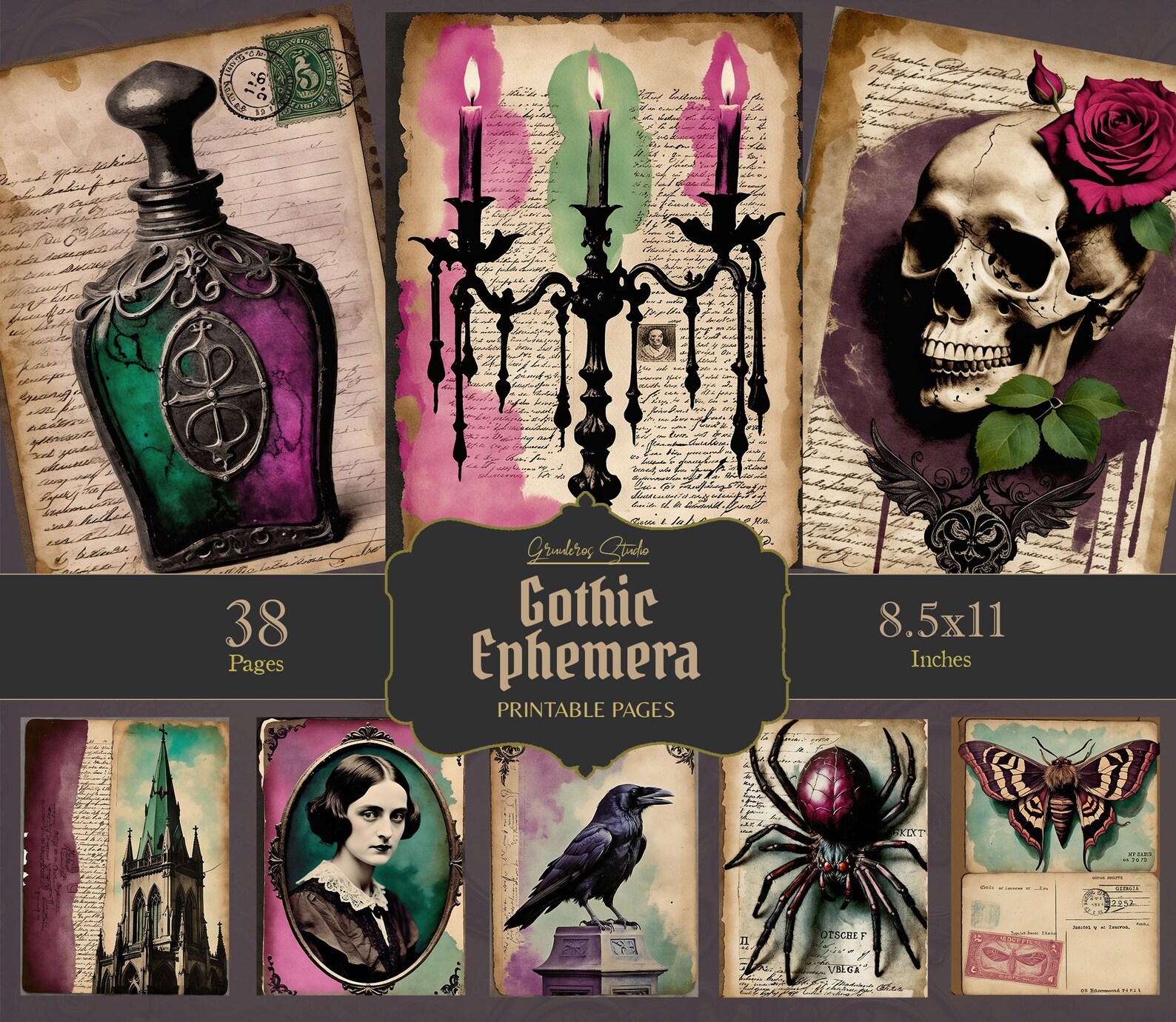 Victorian Goth Junk Journal, Spells, Potion, Digital Download, Gothic ...