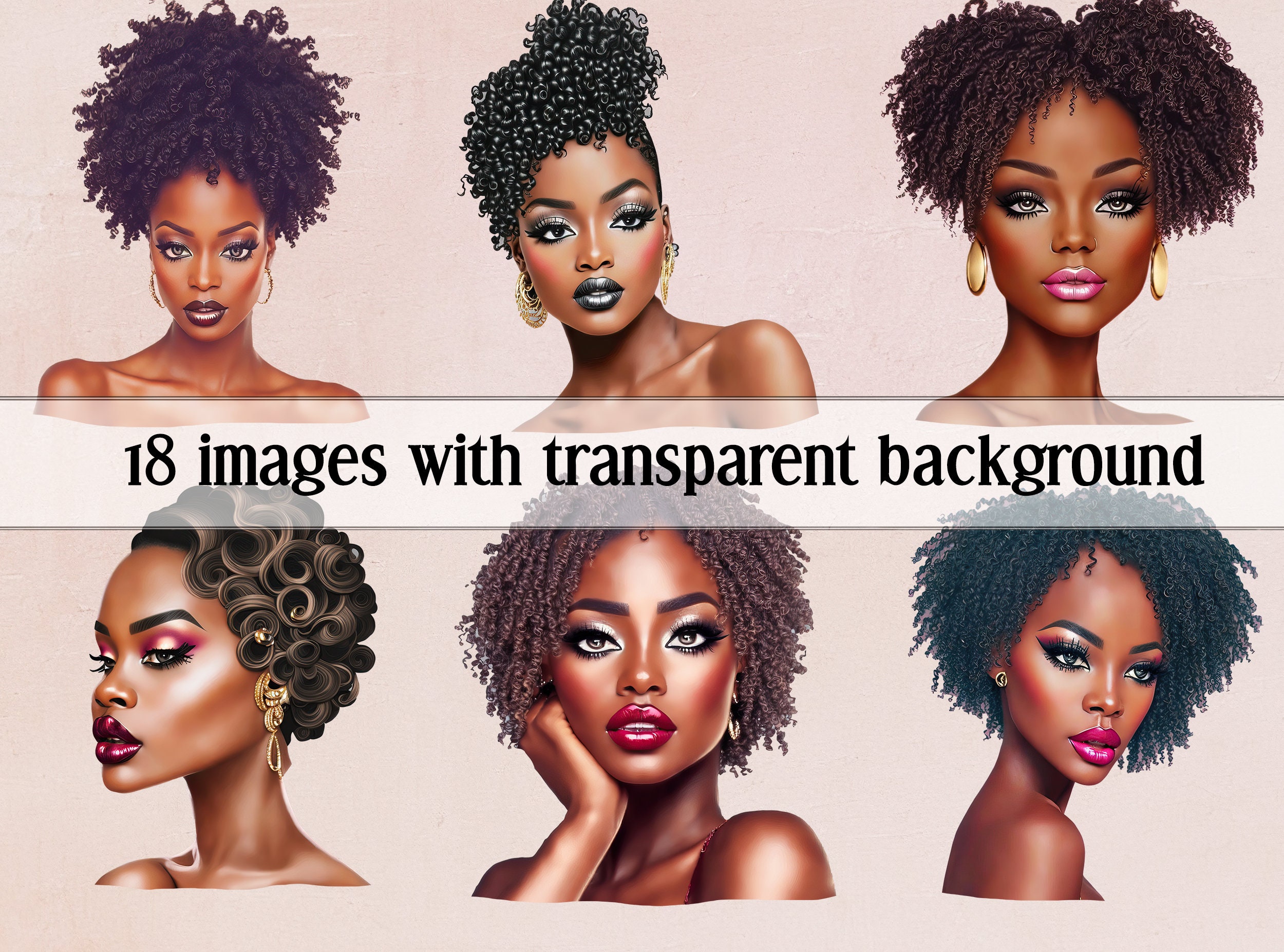 18 African American Woman Clipart, Black Woman Natural Hair, Beautiful ...