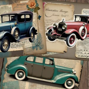 Vintage Cars Junk Journal Kit, Junk Journal Supplies, Journal ...