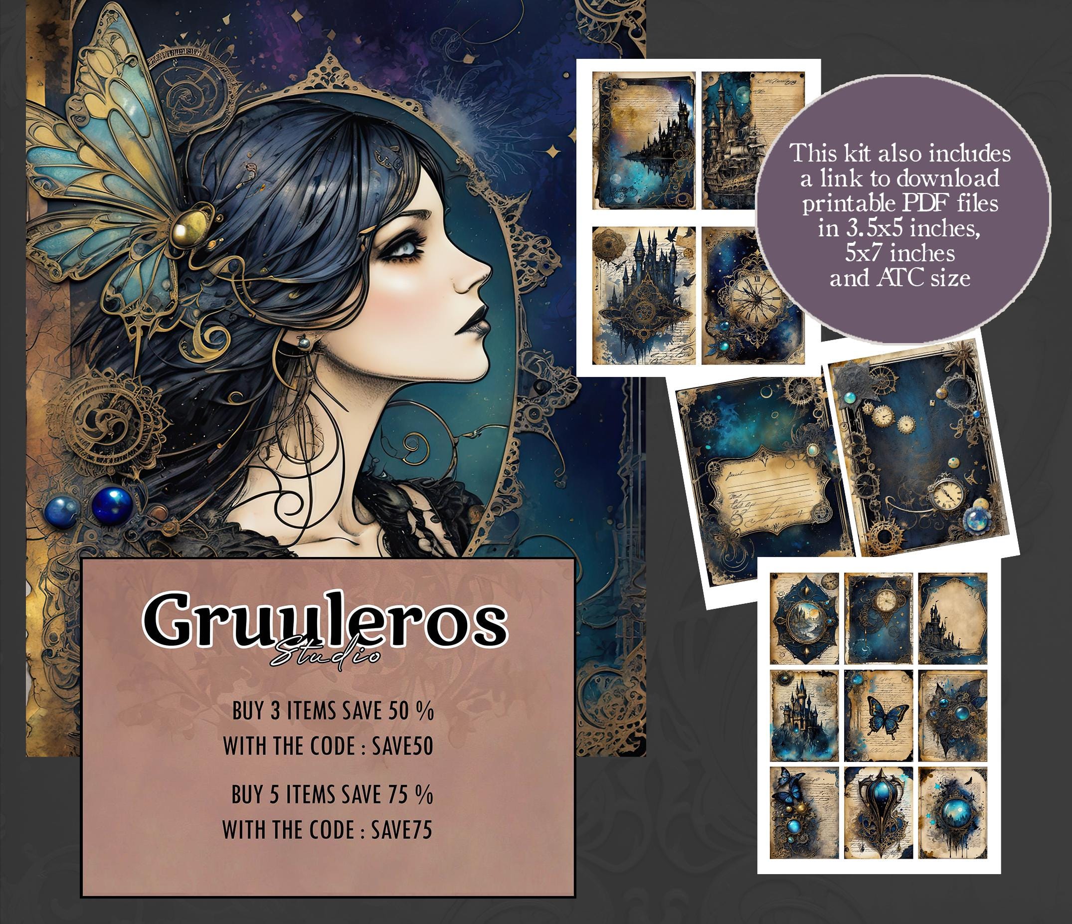 Dark Gothic Old Castle Journal Papers, Junk Journal, Instant Download ...