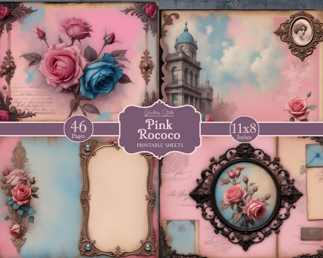 Pink Victorian, Printable Papers, Pink Antique Papers, Digital Download ...