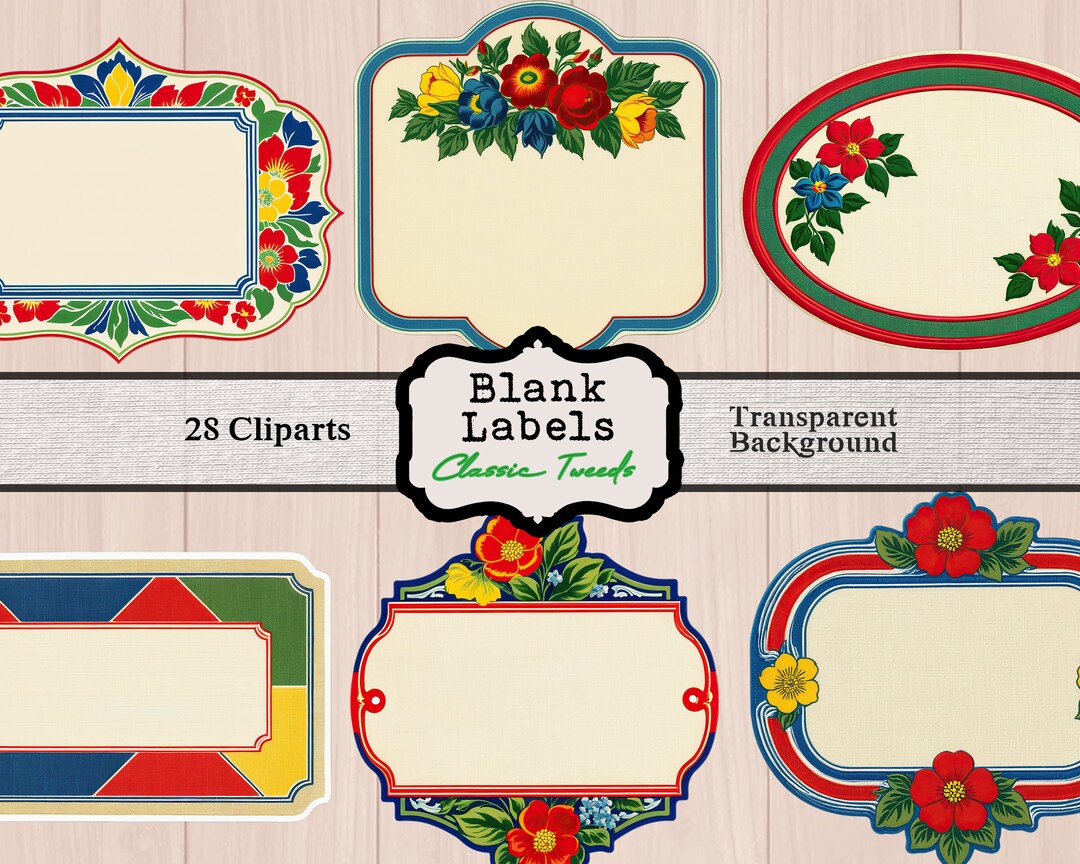 Vintage Blank Labels, Vintage Floral Labels, Junk Journal Ephemera, Old ...