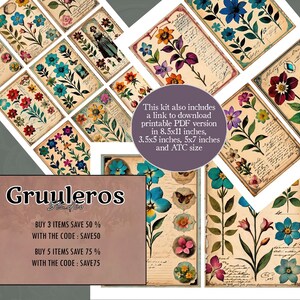 Vintage Floral Journal Pages, Antique Floral Paper, Junk Journal Kit ...