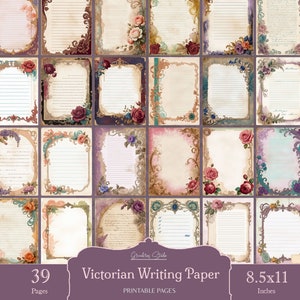 Victorian Writing Paper, Filigree Pages, Collage Printable Junk Journal ...
