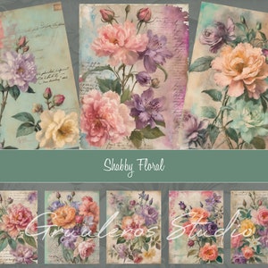 Floral Digital Paper for Scrapbook Collage Sheet Shabby Chic ...