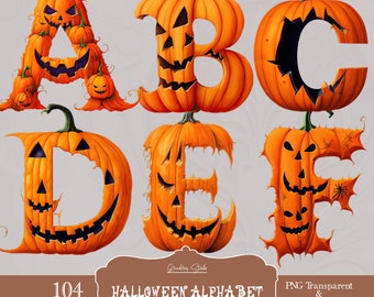 Spooky Halloween Alphabet PNG: Printable Letter Clipart (digital ...