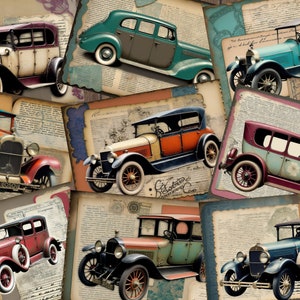 Vintage Cars Junk Journal Kit, Junk Journal Supplies, Journal ...