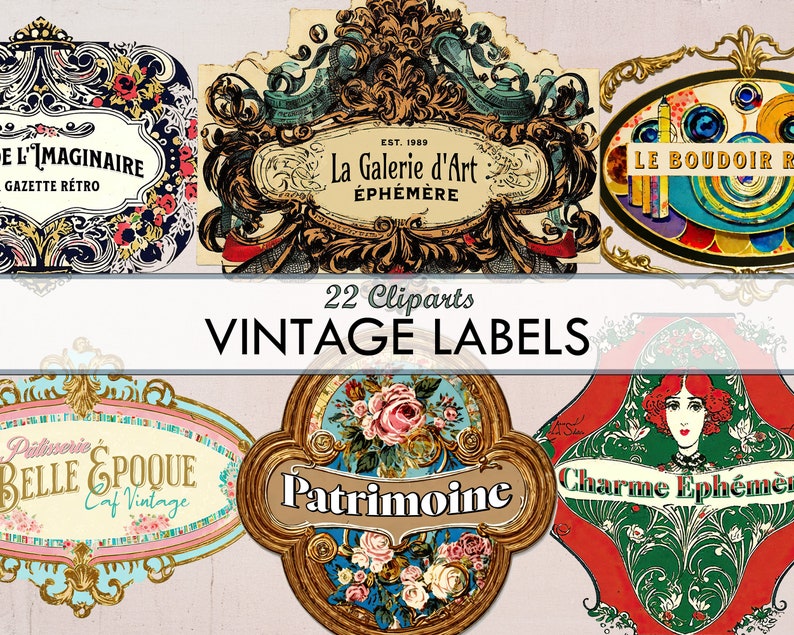 Printable Vintage French Labels Junk Journal Kit Label - Etsy