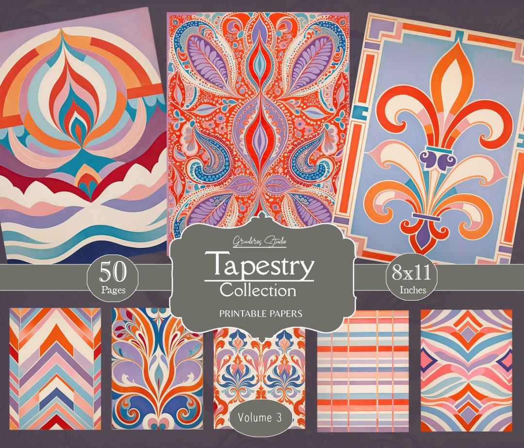 Printable Paper Ornamental, Texture Theme, 50 Sheets, Damask Pattern ...