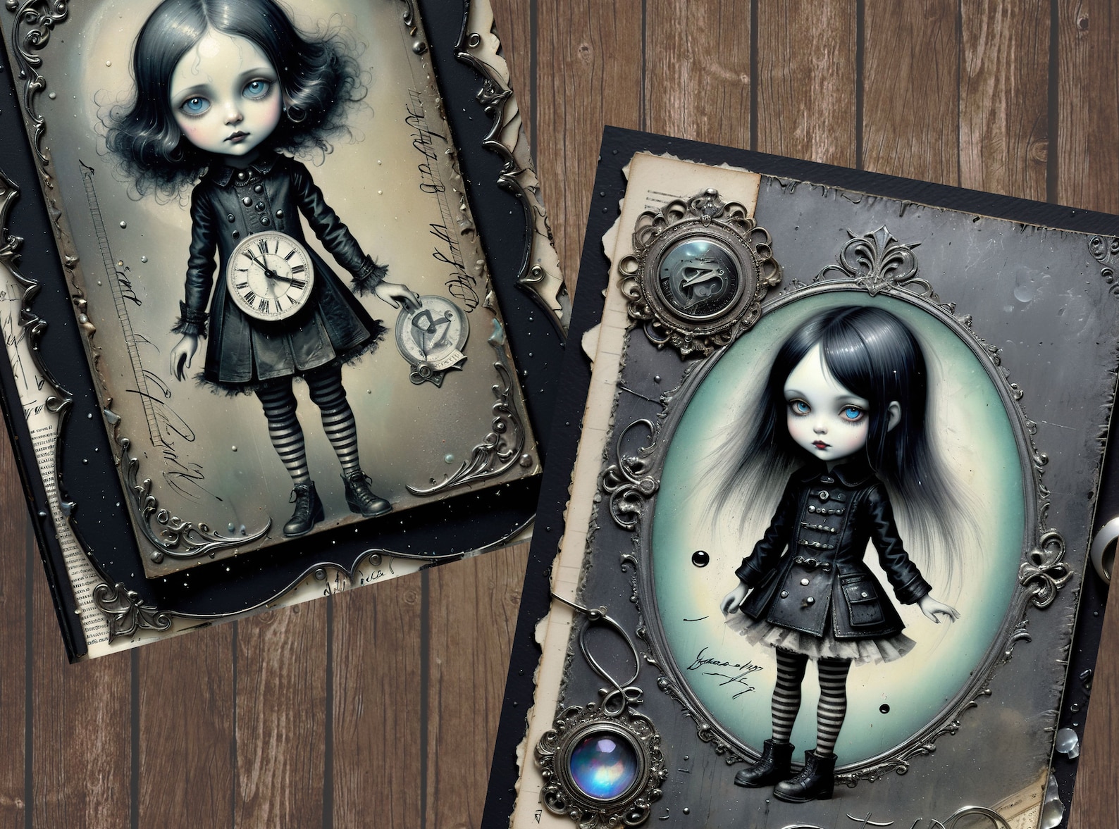 Cute Goth Girls Junk Journal Pages Gothic Printable Pages ATC Collage ...