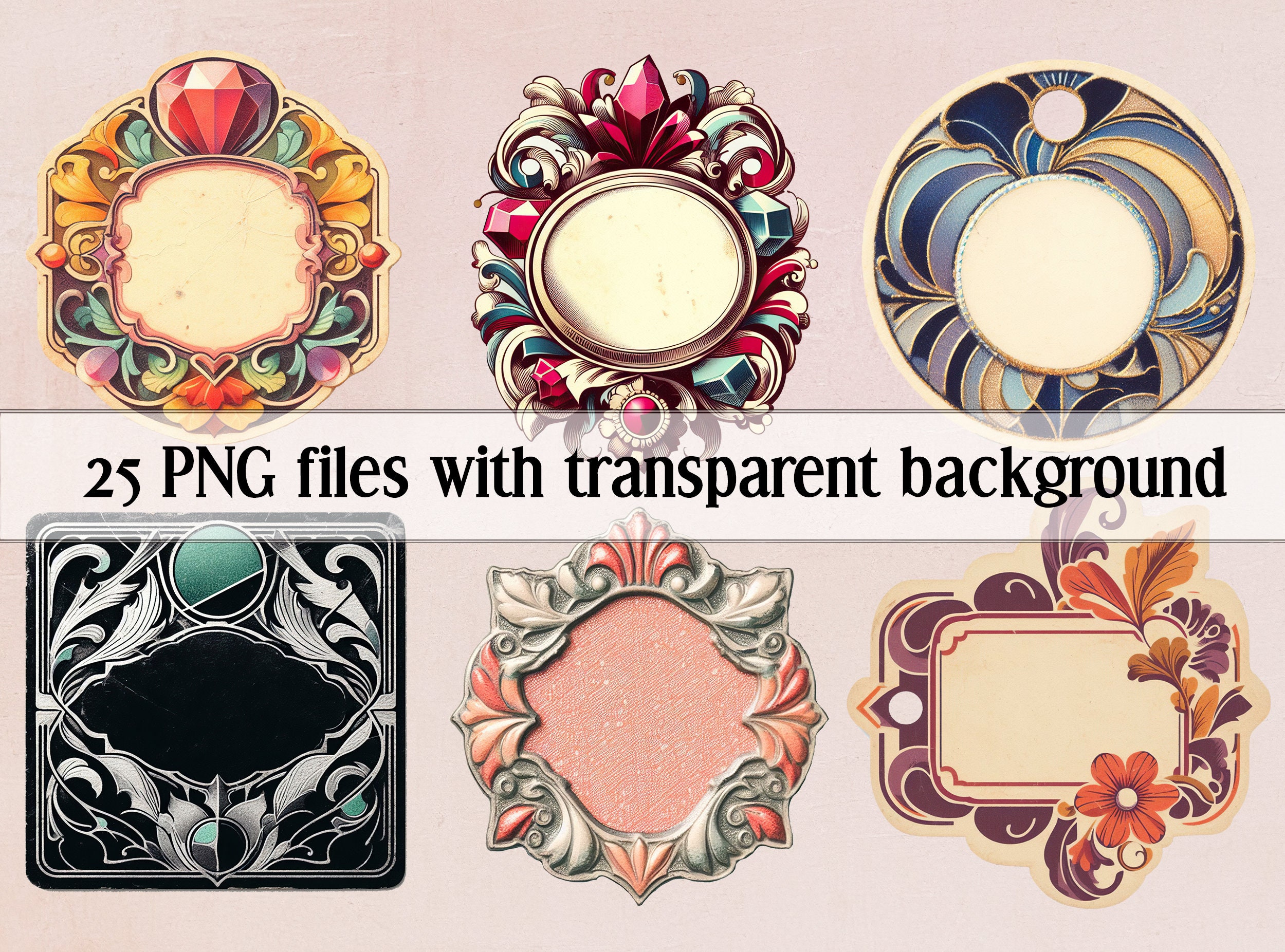 Vintage Labels Clipart Collection, Unique Artwork , PNG Transparent ...