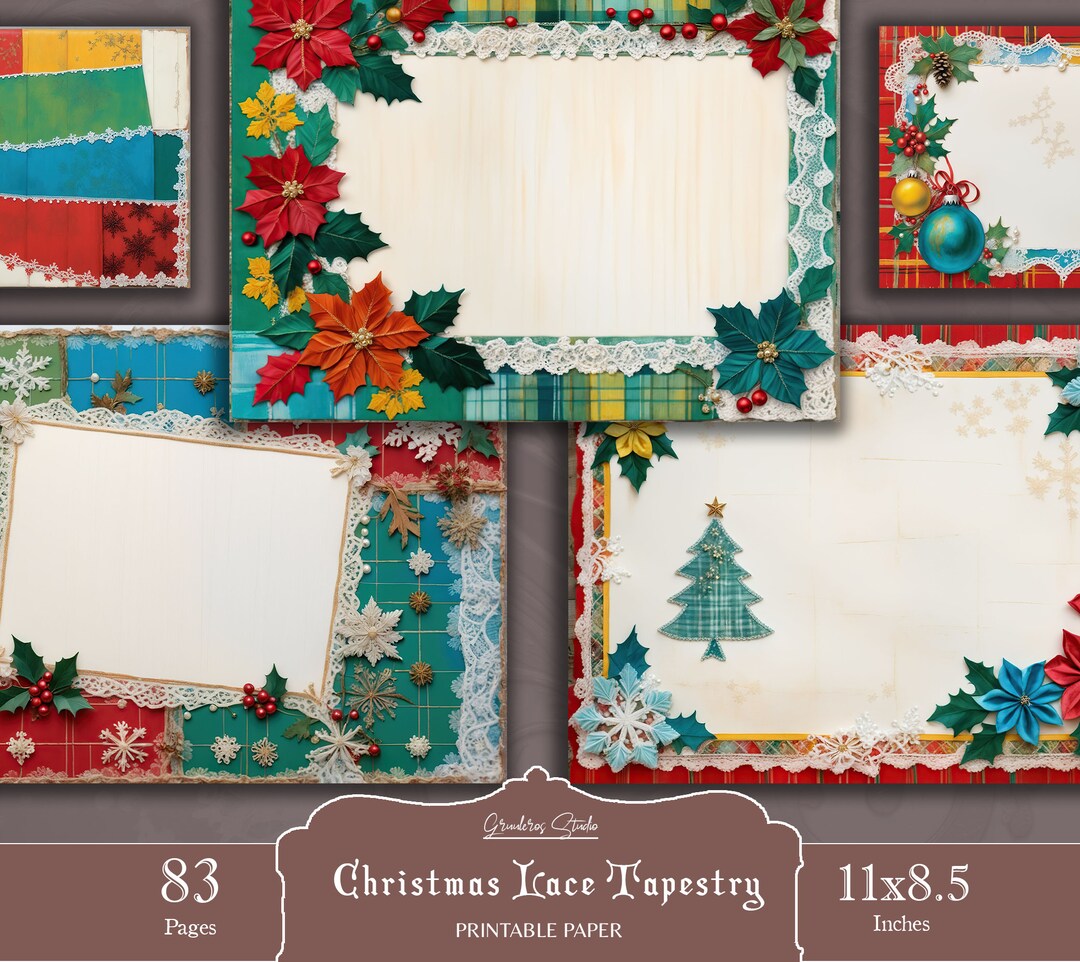 Printable Lace Christmas Papers, Backing Pages, Xmas Background ...