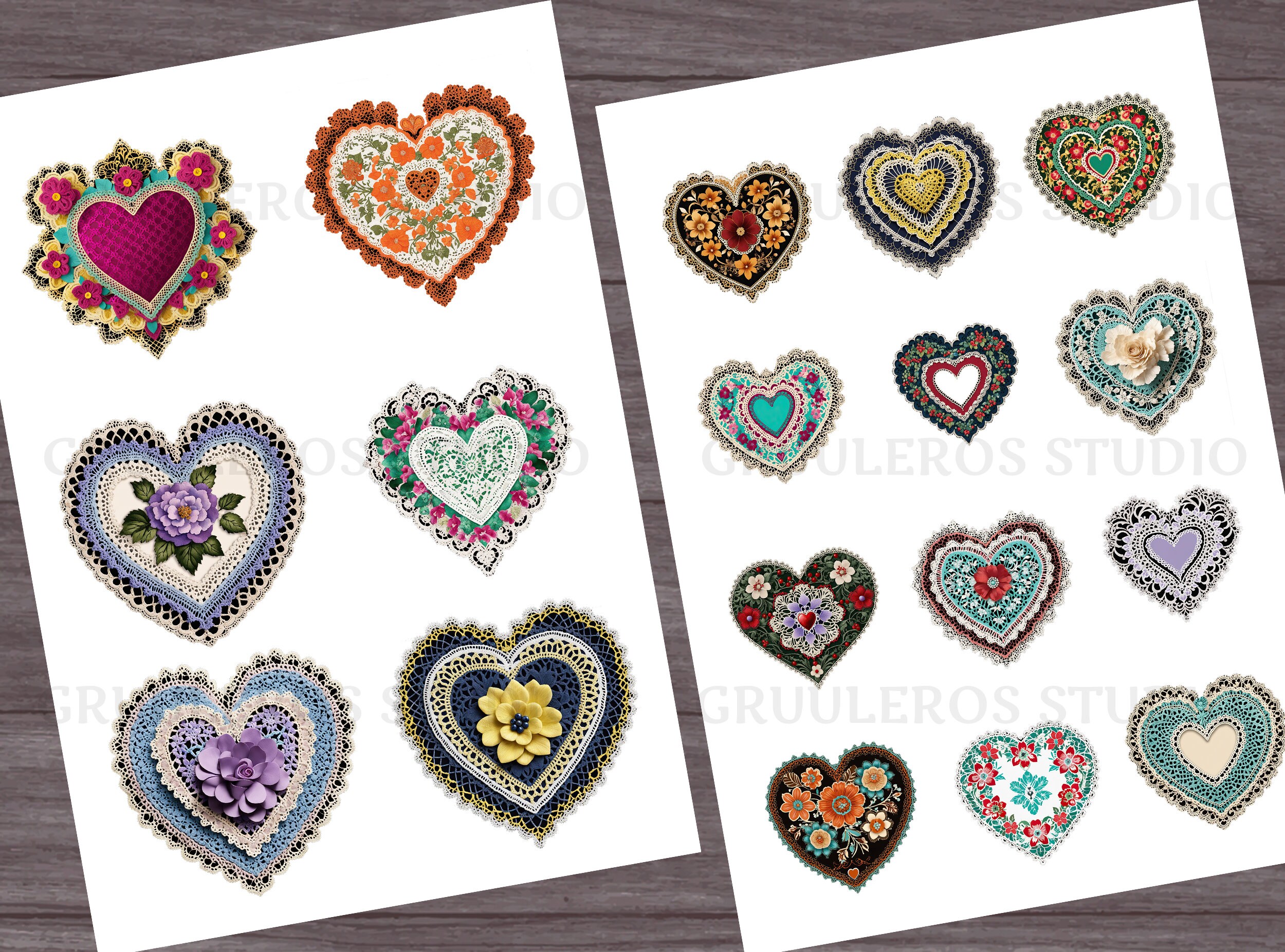 Printable Heart Doilies, 100 Designs, Vintage Lace Embellishments ...